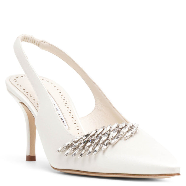 Manolo Blahnik | Terala 70 ivory satin slingbacks | Savannahs
