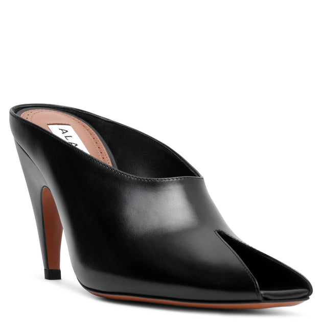 Alaïa | Open toe black leather mules | Savannahs