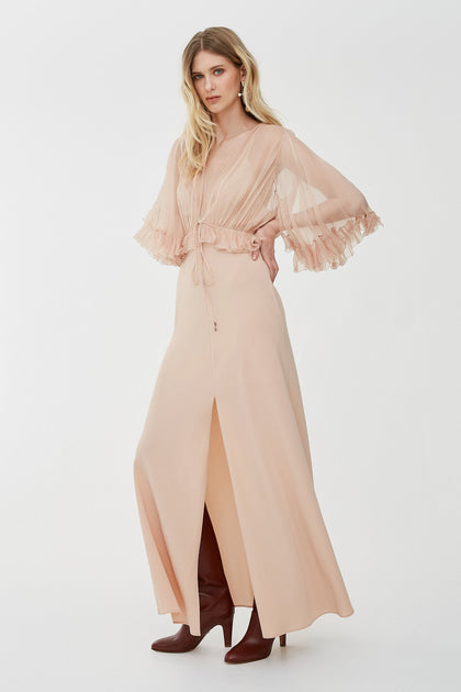 Chloé | V-neck crepe satin long dress | Savannahs