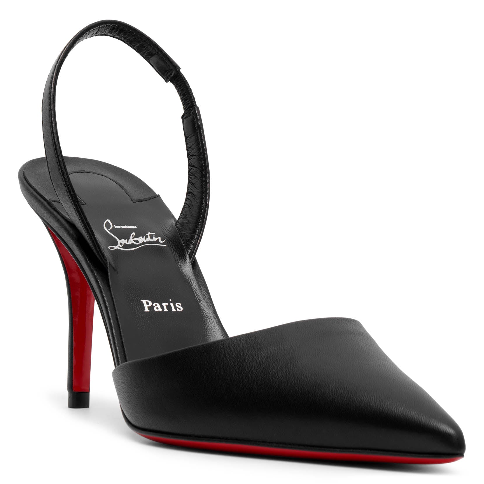 Christian Louboutin | Apostropha 80 black leather slingbacks | Savannahs