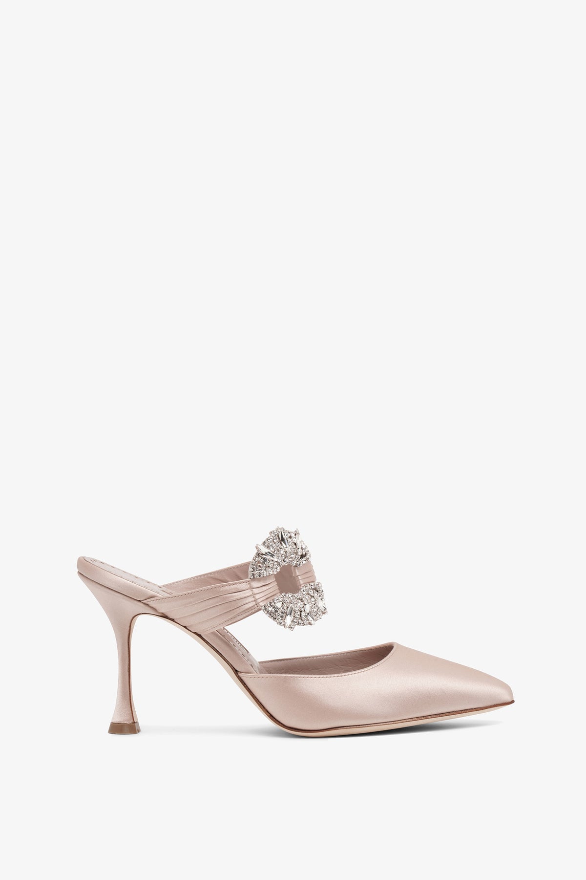 Manolo Blahnik | Maidugura 90 beige satin mules | Savannahs