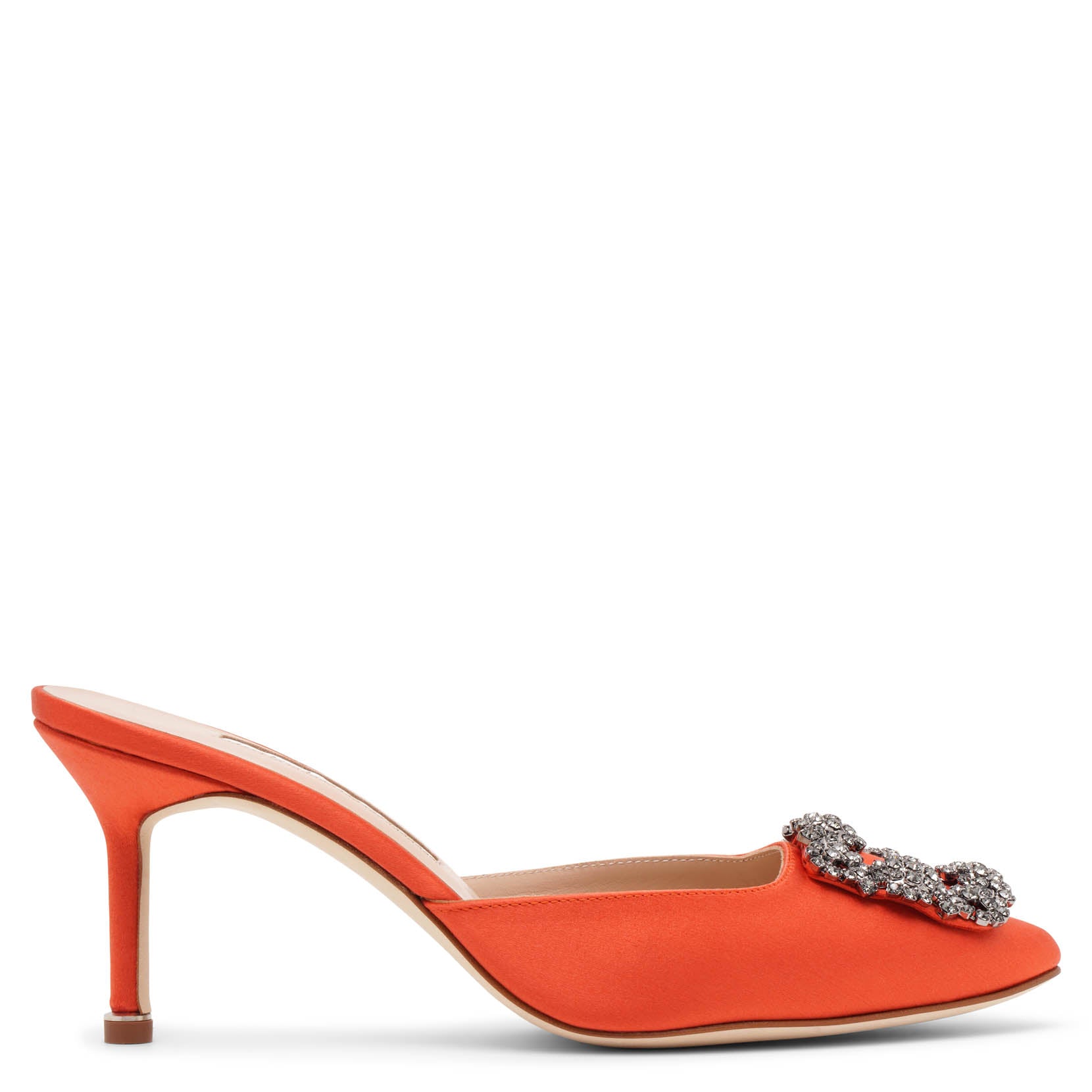 Manolo Blahnik | Hangisimu 70 coral satin mules | Savannahs