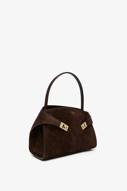 Ferragamo | Hug medium brown suede shoulder bag | Savannahs