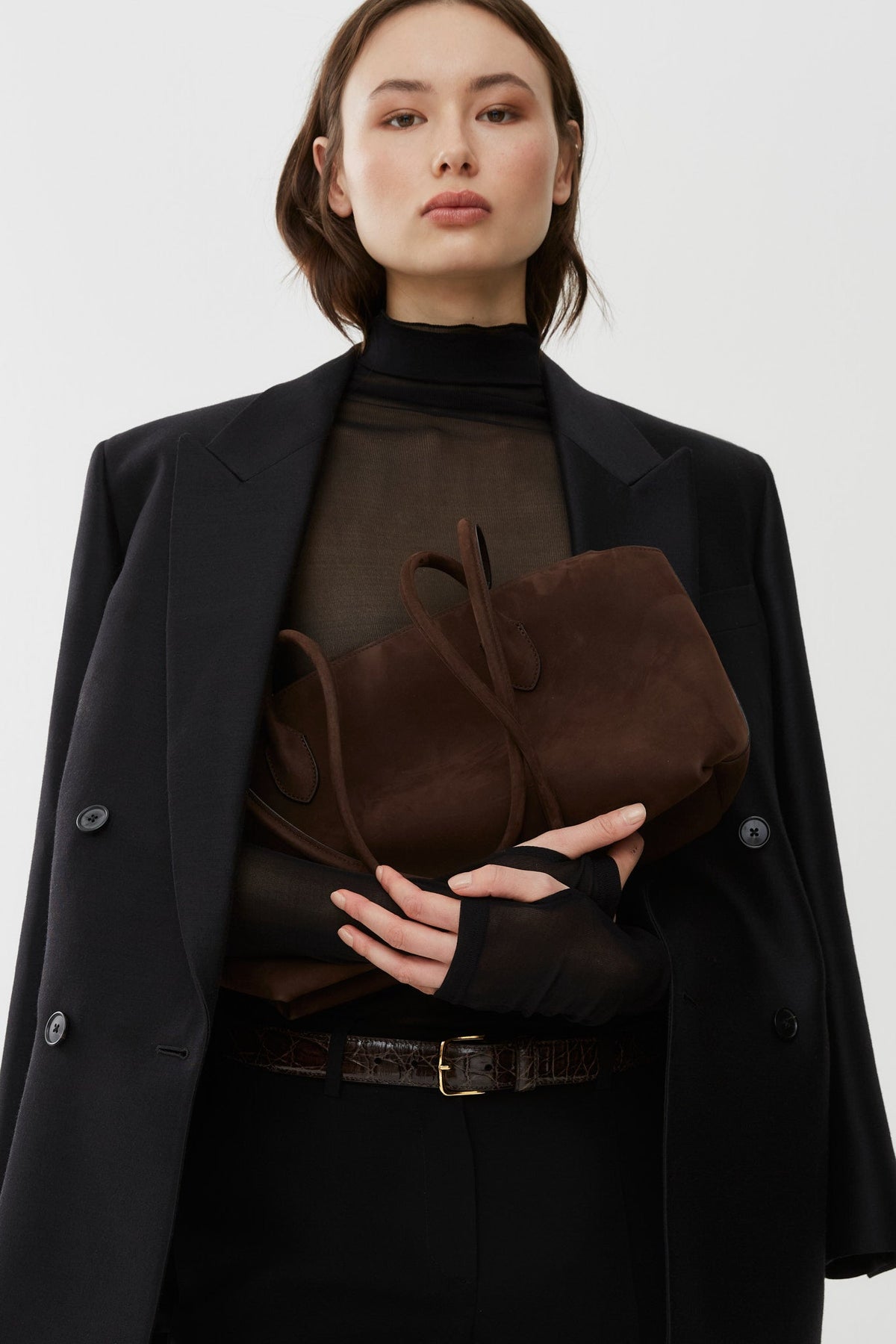The Row | Terrasse dark brown nubuck bag | Savannahs