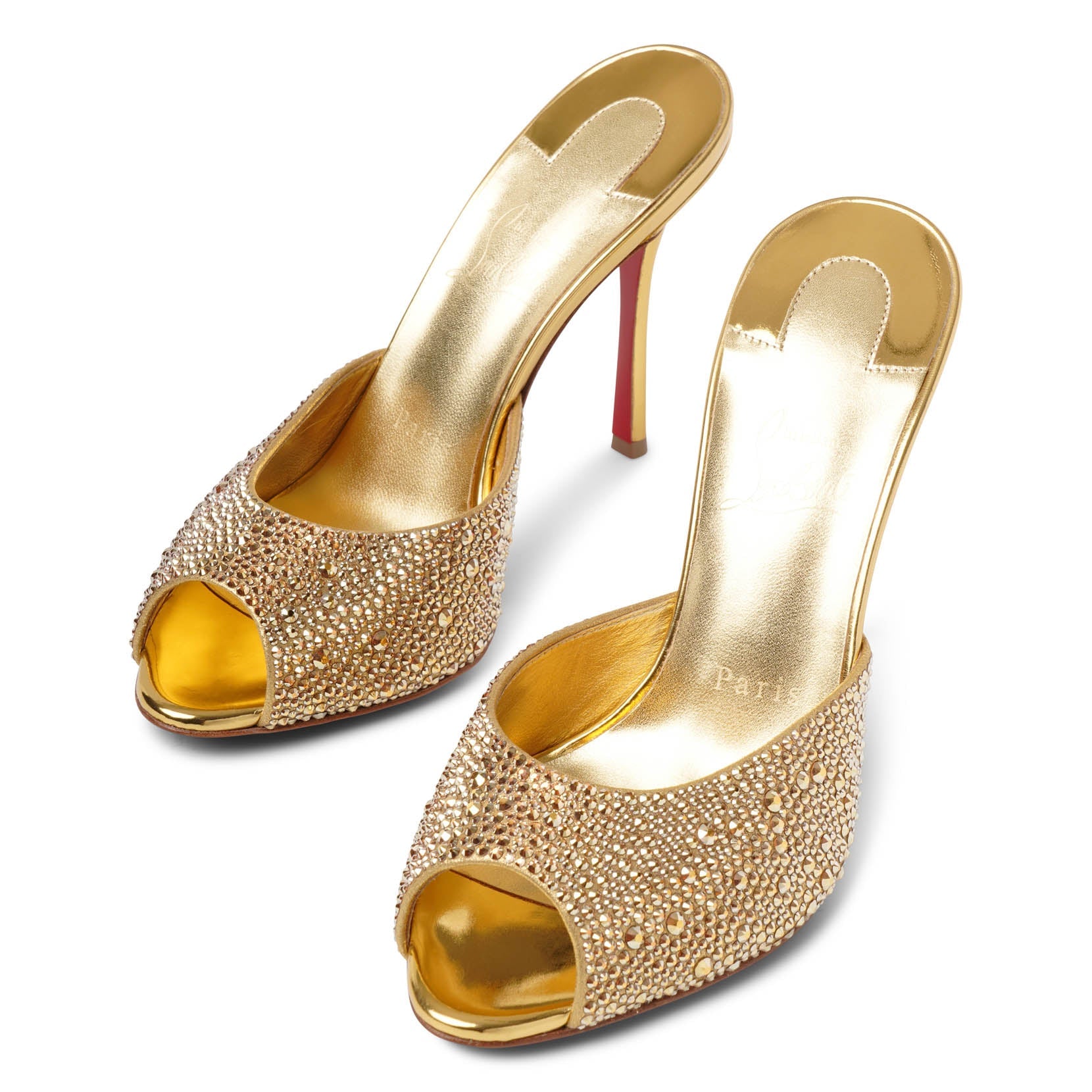 Christian Louboutin | Me Dolly 100 gold crystal mules | Savannahs
