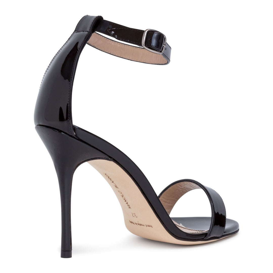 Manolo Blahnik | Chaos 105 Black Patent Leather Sandals Manolo Blahnik | Chaos 105 Black Patent Leather Sandals