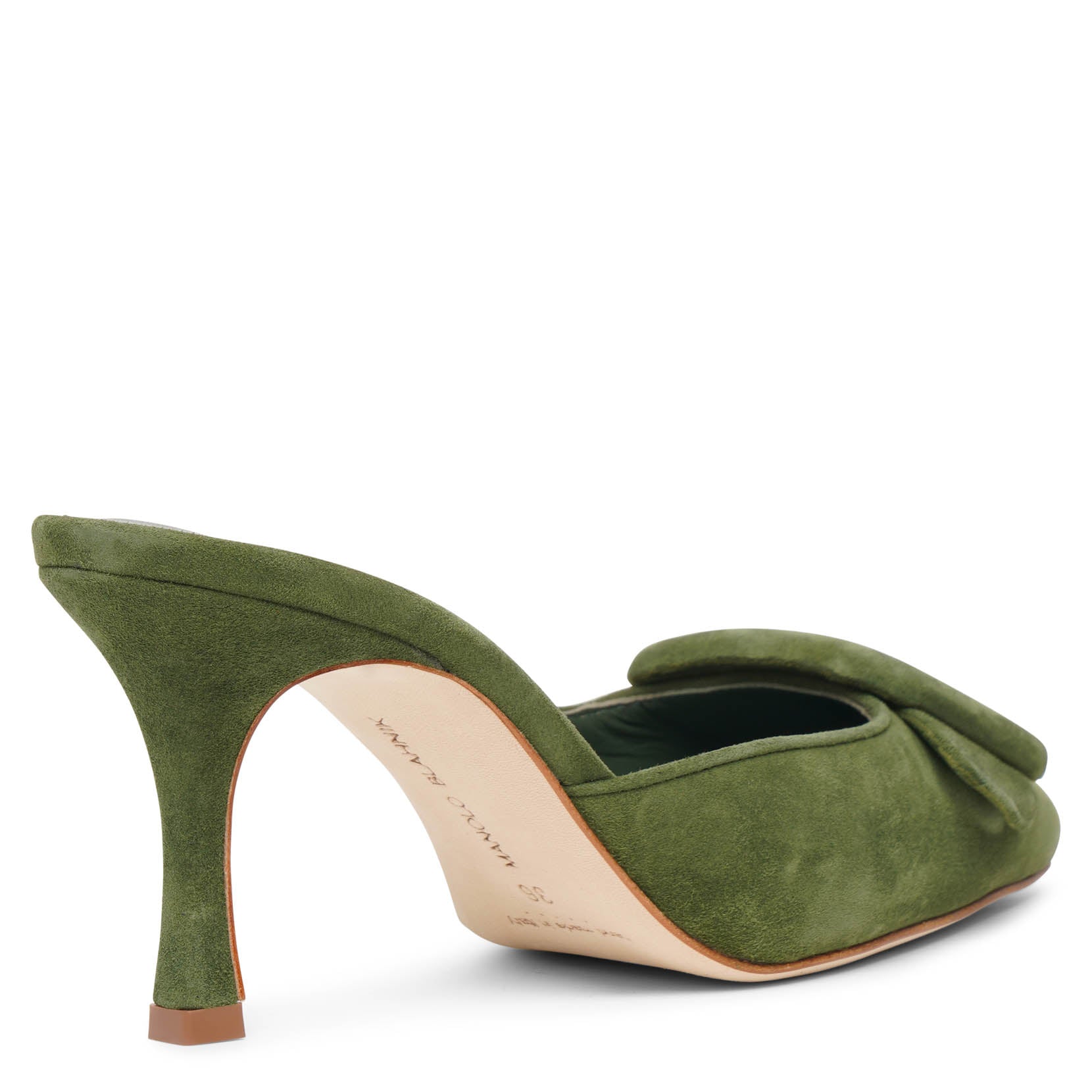 Manolo Blahnik | Maysale 70 dark green suede mules | Savannahs